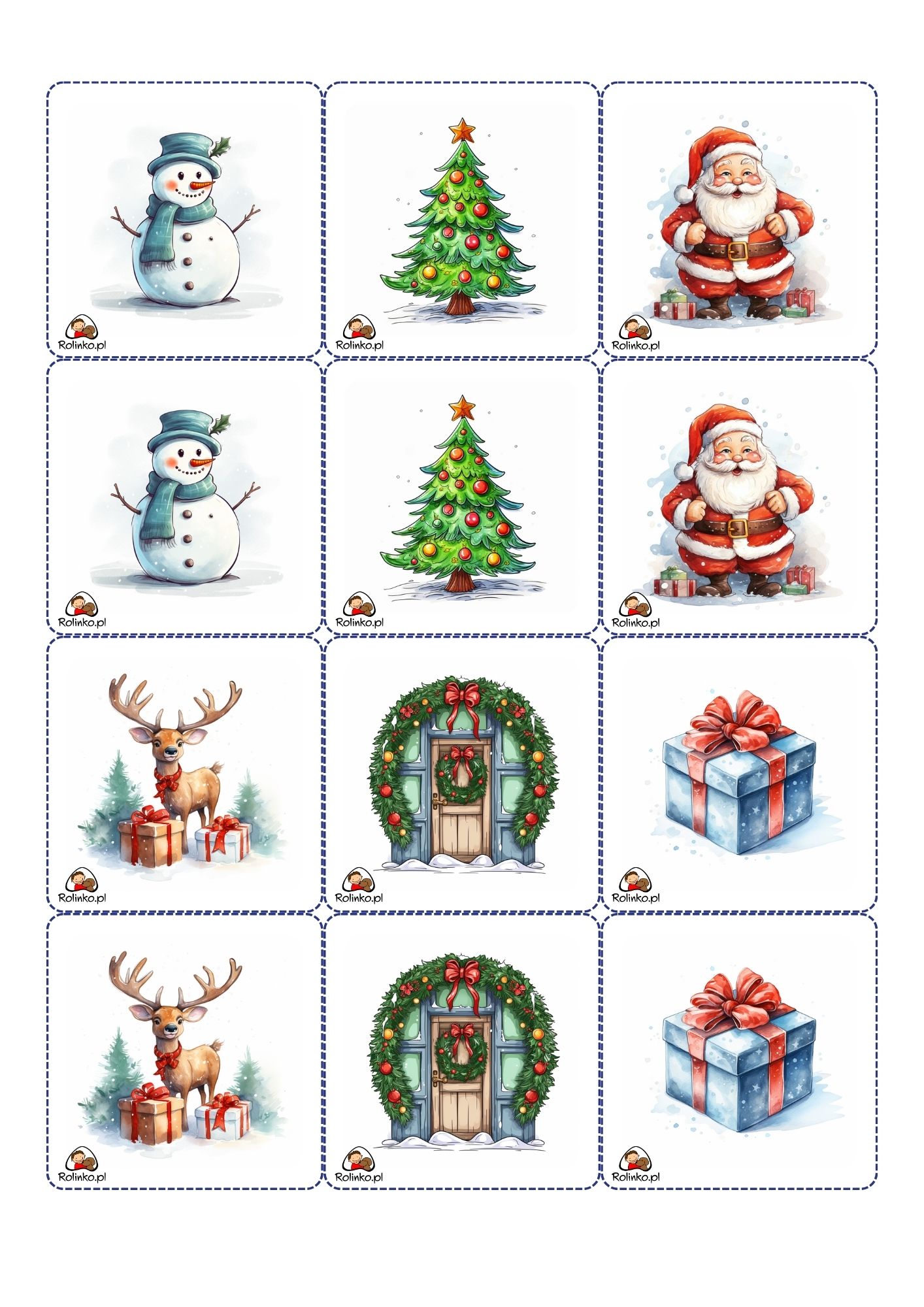 Świąteczne Memory dla dzieci do druku - ROLINKO