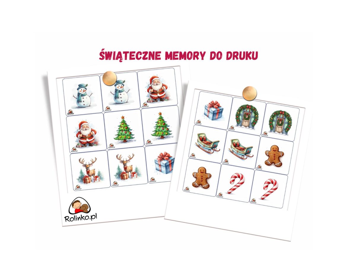 Świąteczne Memory dla dzieci do druku - ROLINKO
