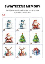 Świąteczne Memory dla dzieci do druku - ROLINKO