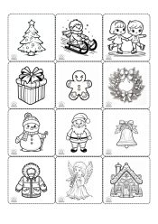 Świąteczno-zimowe memory do druku czarno białe - ROLINKO